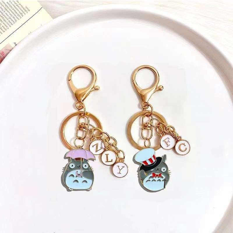 Diy Customized Letter Name My Neighbor Totoro Key Ring Pendant Couple ...