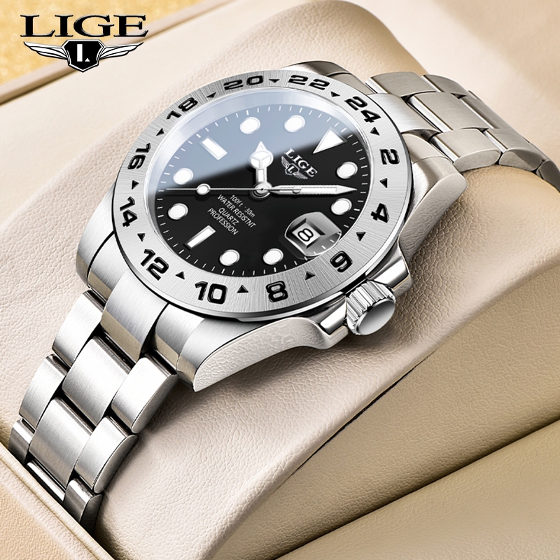 LIGE Jam Tangan Lelaki Original 100% Watch Man Birthday Quartz Analog ...