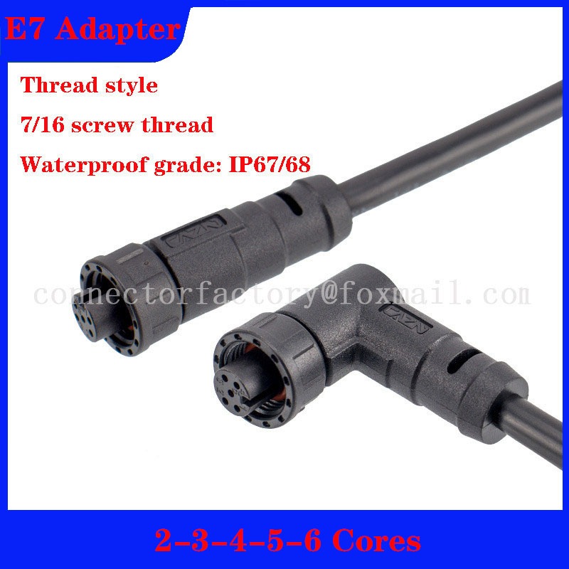 E7 threaded plastic connector 2-3-4-5-6 core IP67 waterproof aviation ...