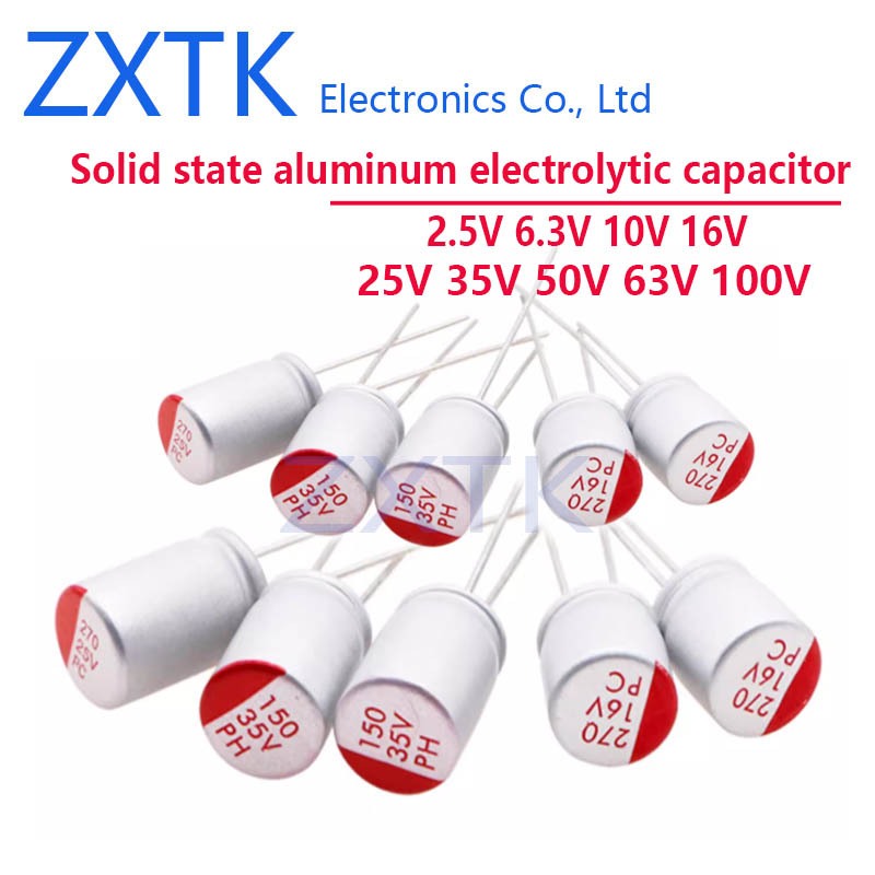 10Pcs Solid Electrolytic Capacitor Super Low ESR DIP Electrolysis 6.3V 10V 16V 25V 35V 100UF ...