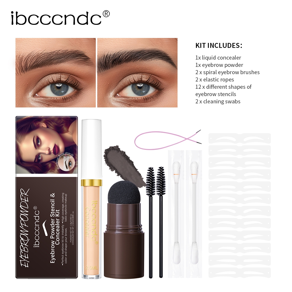 IBCCCNDC Eyebrow Stamp Stencil Kit, Eyebrow Definer Powder Stamp Makeup ...