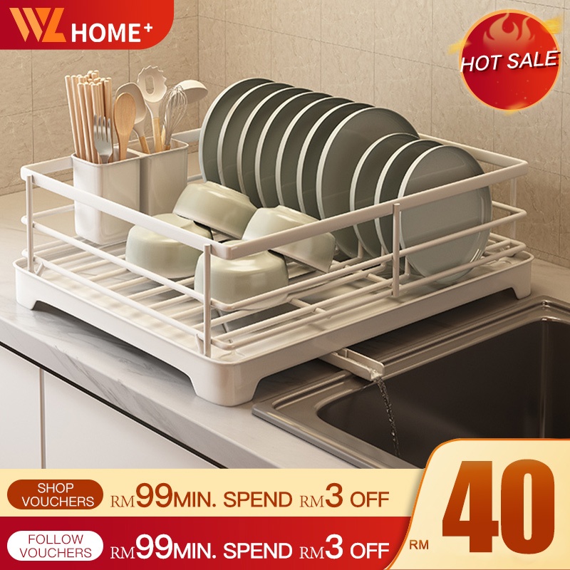 Rak pinggan mangkuk Dish Rack Dish Drainer Dish Drying Rack Stainless ...
