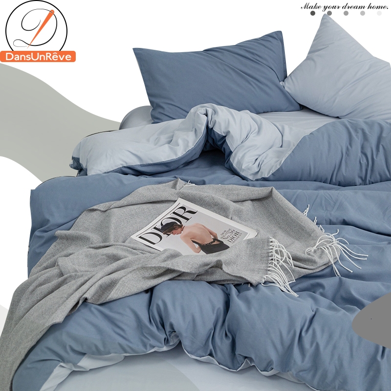 DANSUNREVE Plain bed linen cadar Set INS popular Kit linen katil warna ...