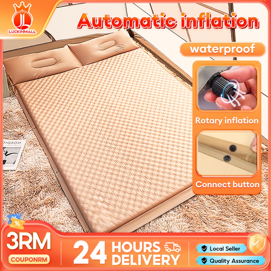 Auto Inflatable Bed Single Double Sleeping Camping Mattress Air Pillow ...
