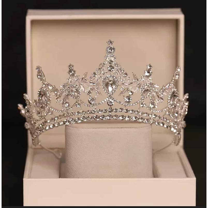 Princess Bride Crown with Rhinestone Large Round Lightweight Wedding ...