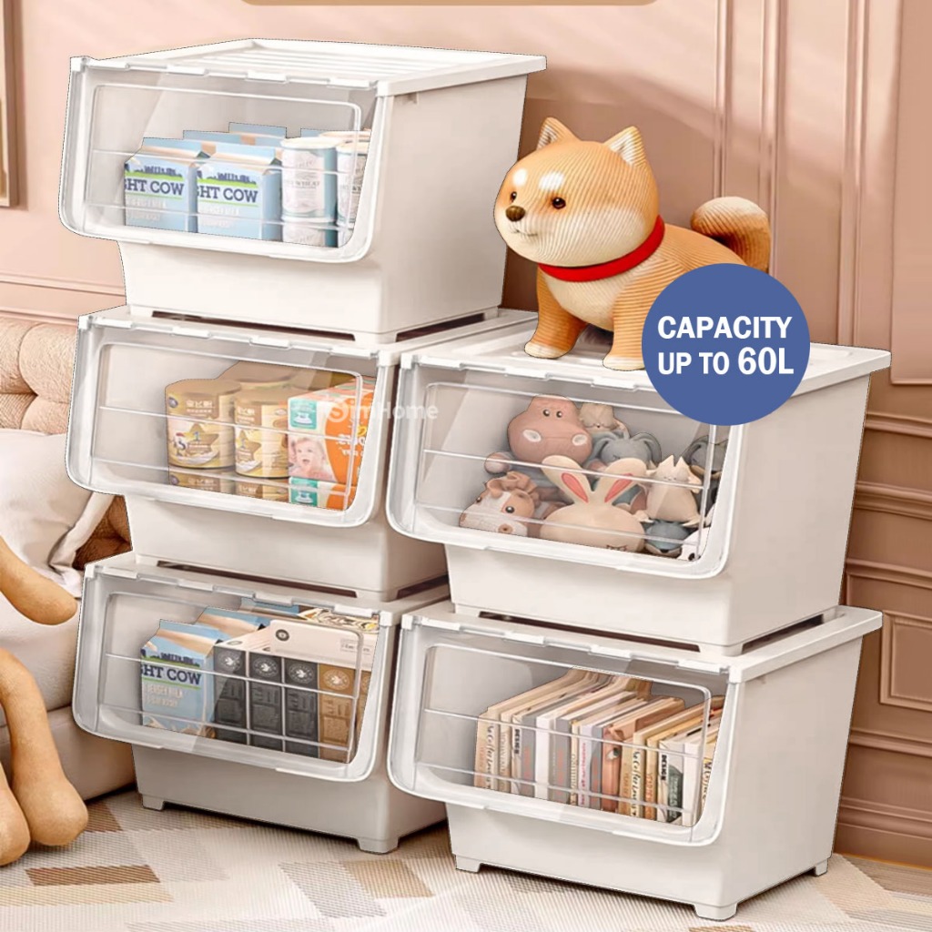 SimHome 30L/48L/60L Multipurpose Front Opening Storage Box Stackable ...
