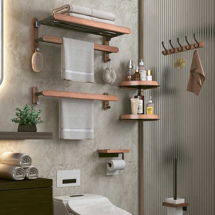 RAK KAMAR MANDI BATHROOM SHELF CORNER CADDY SHELF SHOWER HANGER WALNUT ...