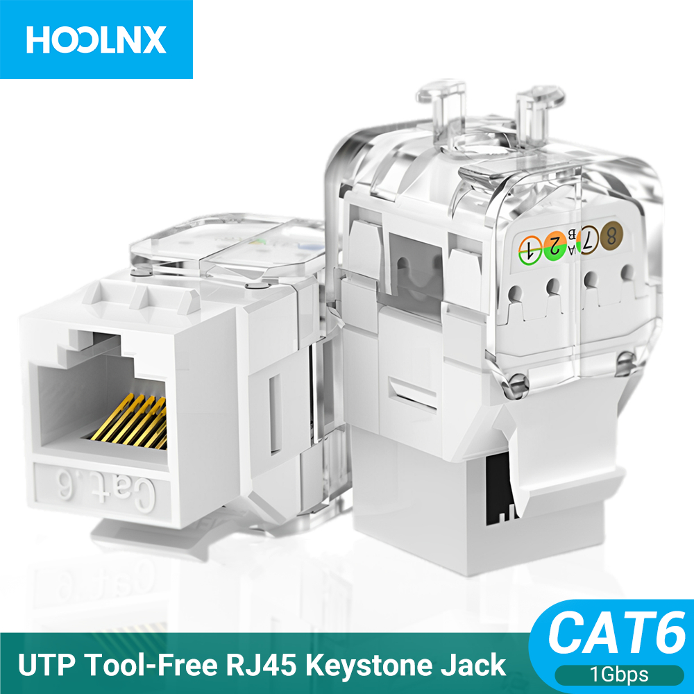 HOOLNX CAT6 Keystone Jack Tool-Less RJ45 UTP, No Punch-Down Tool ...