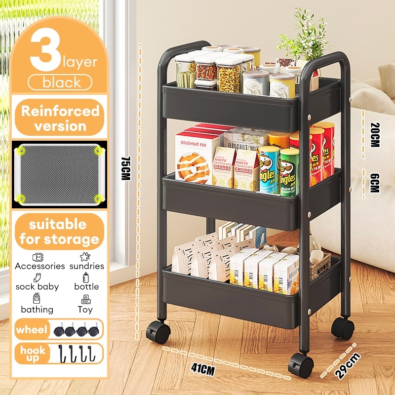 【100% Steel]】Multilayer Trolley Rack Storage Rack With Wheel Kitchen ...