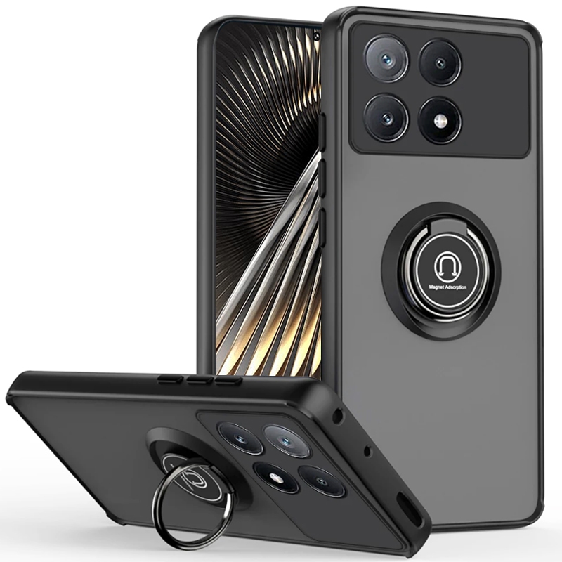 Translucent Shockproof Hard Casing Case with Metal Stand for Poco X6 ...