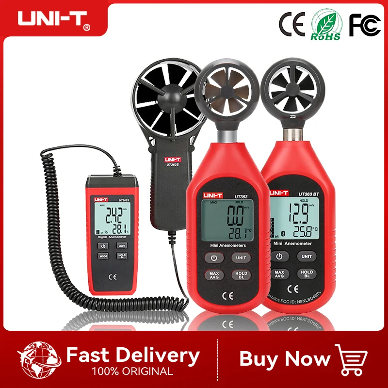 UNI-T UT363 UT363BT Wind Speed Tester Digital Mini Anemometer Sensor ...