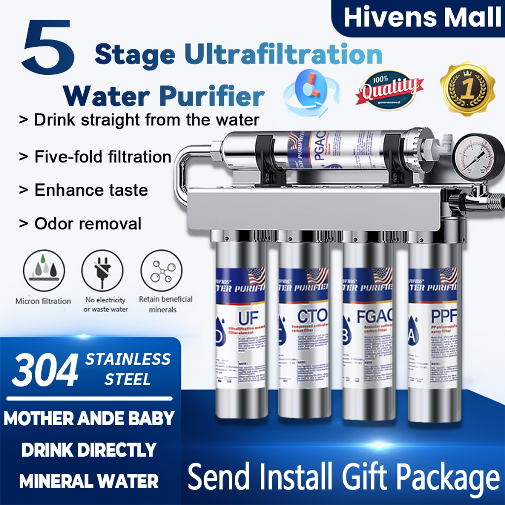 HIVENS 0.01 Micron Drinking Water Filter Indoor 5 Stage Water Purifier ...