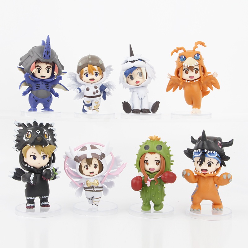 8Pcs/Set 8-10cm Anime Digimon Adventure Doll Suit Yagami Taichi Greymon ...