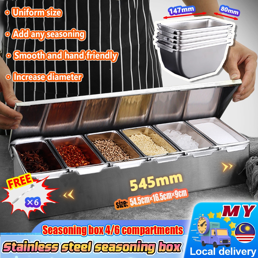 kitchen condiments container stainless steel seasoning box spice jar ...