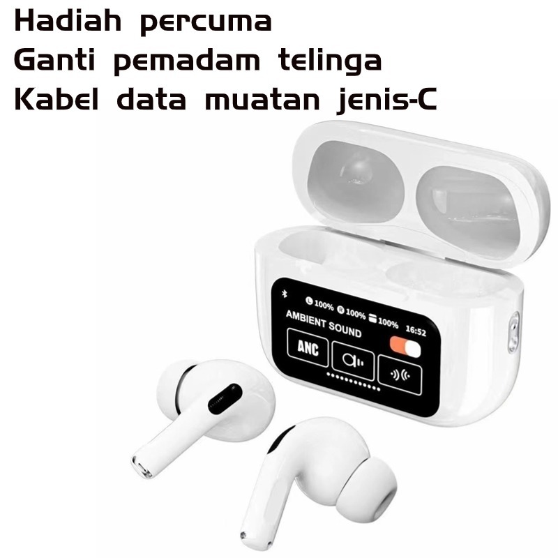 A9 Pro Touch Screen ANC Wireless Earphones TWS Noise Cancelling Earbud ...