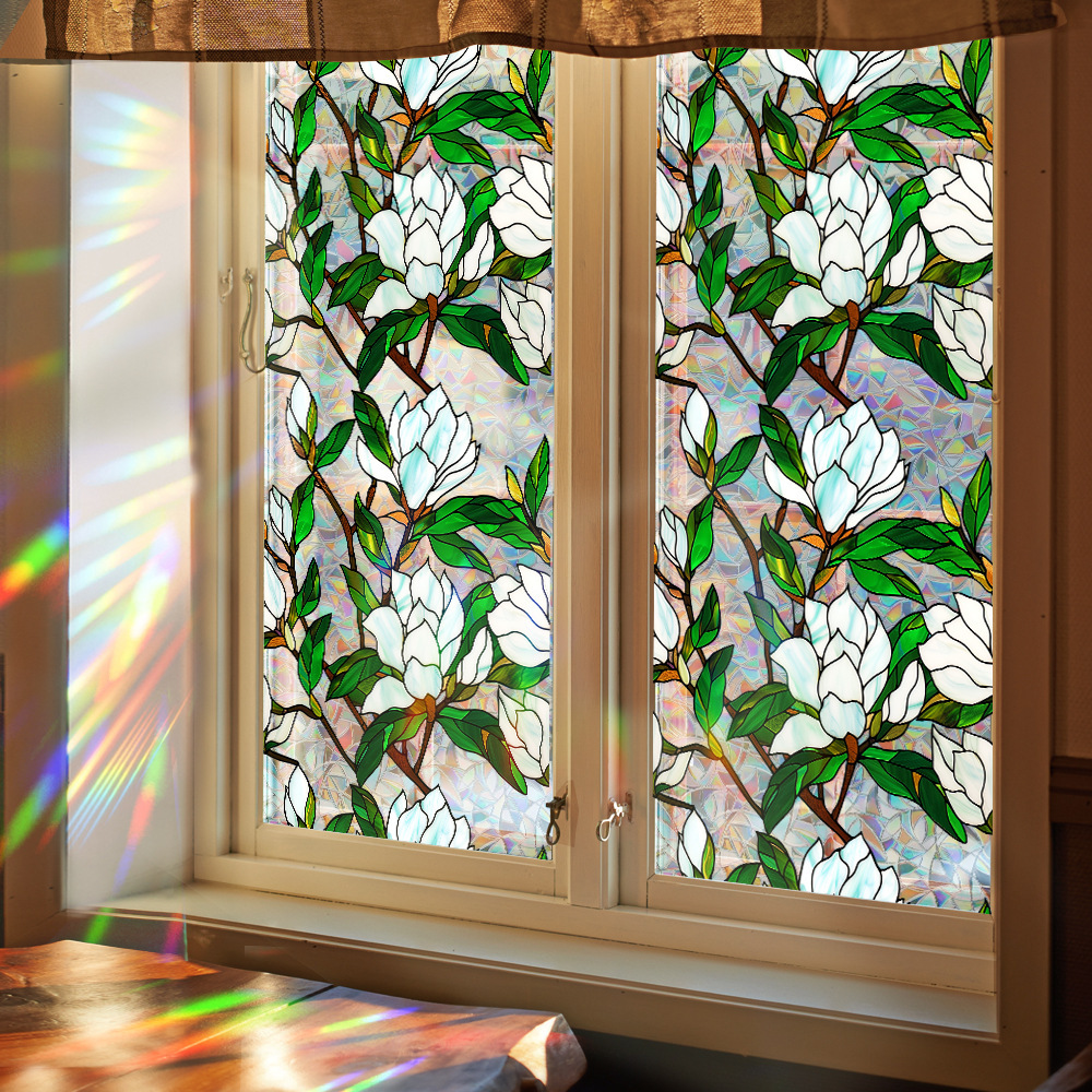 Magnolia Flower Suncatcher Rainbow Window Privacy Film Decorative ...