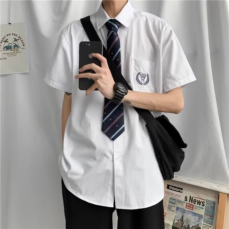 Cabin Fashion DK Uniform Short Sleeve White Couple Shirt with ...