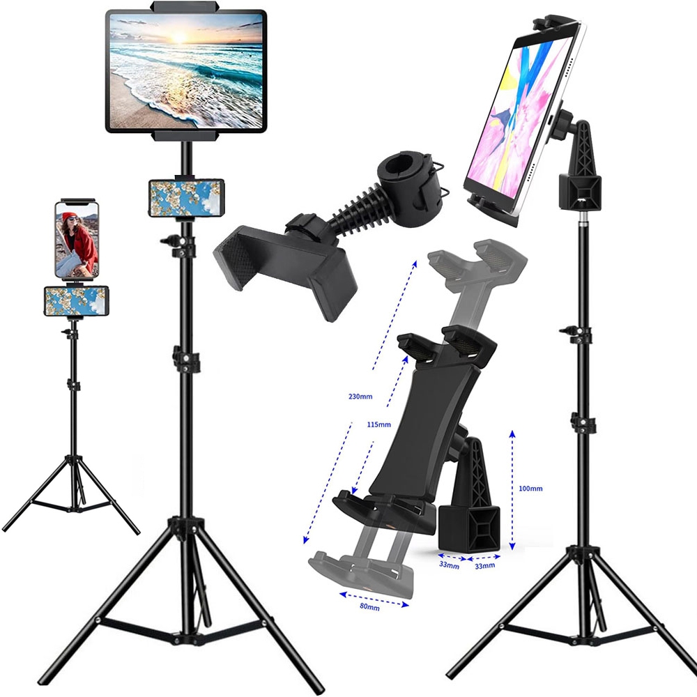 Upgraded 360° Rotating Dual Stretch Tablet Stand, Floor Stand for Cell ...