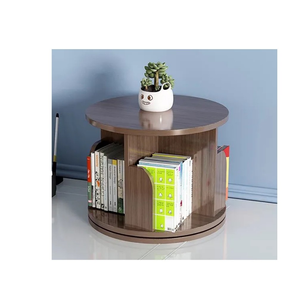 Desktop Rotating Bookshelf 360 Degree Solid Wood Small Shelf Storage ...