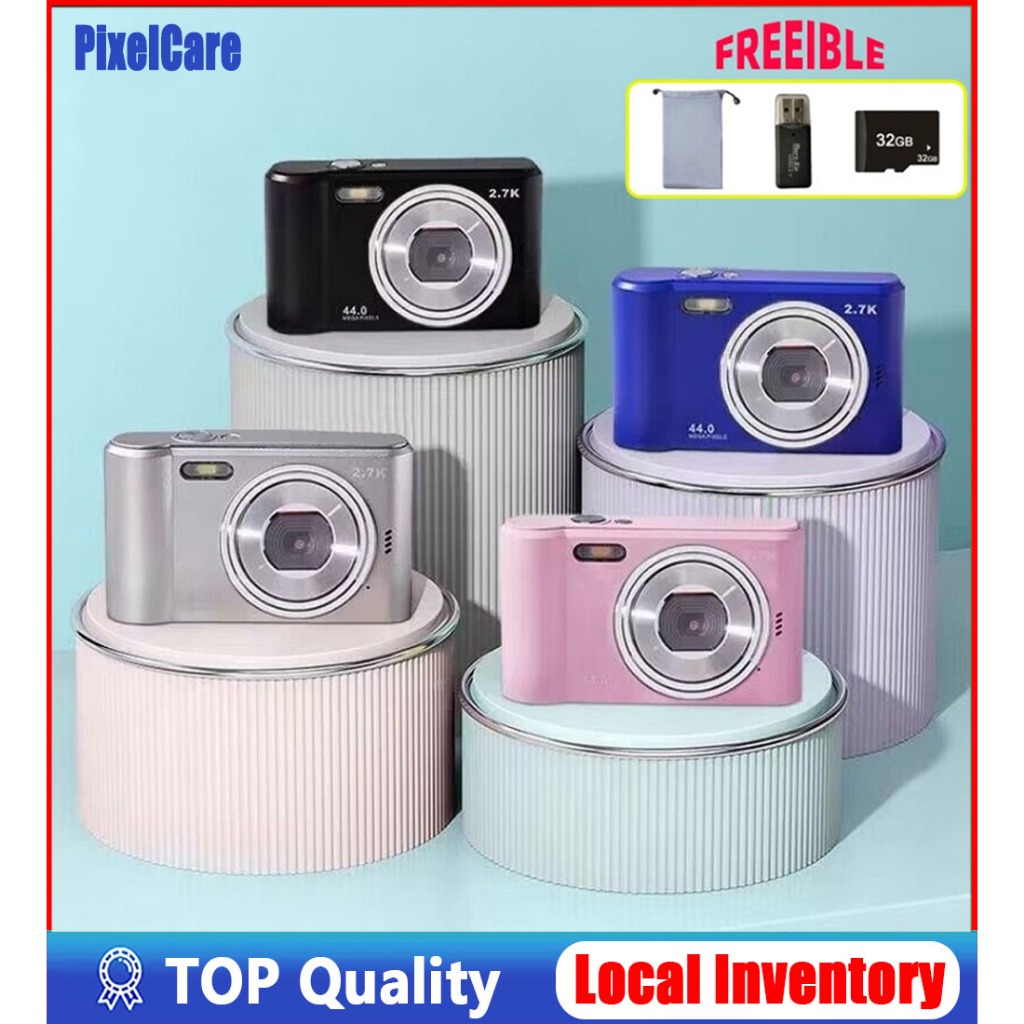 Pixelcare 48/50MP Mini Digital Camera with TF Card 2.7K IPS Screen 8X Digital Zoom Lens Face ...
