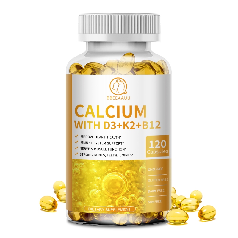BEAU Calcium + D3 + K2 + B12 Capsules,Vitamin D3,Vitamin K2,Vitamin B12 ...