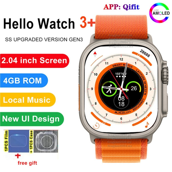 4GB ROM Hello Watch 3 + Smart Watch Plus AMOLED NFC Compass 49mm iwo ...