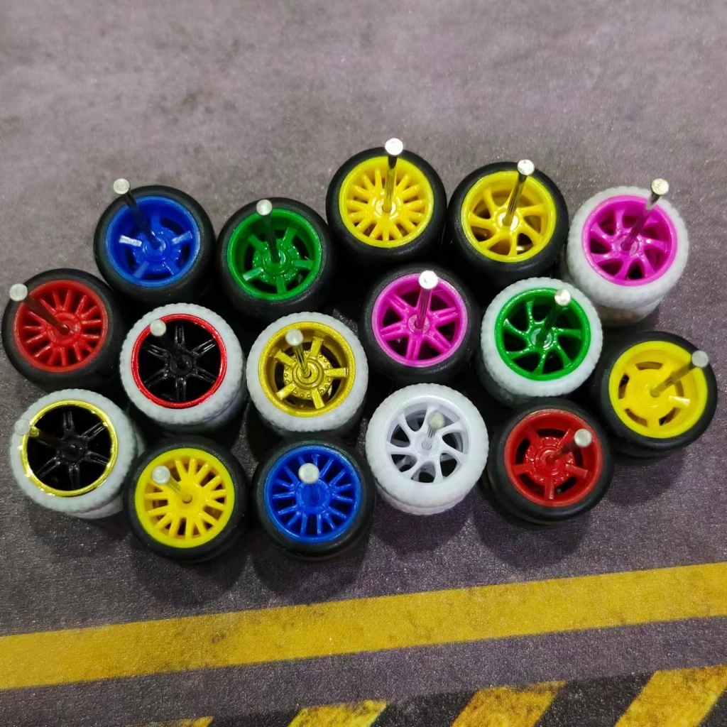 1/64 Alloy Car Wheels 10.7mm White Tires Colorful Wheel for 1:64 Mini ...