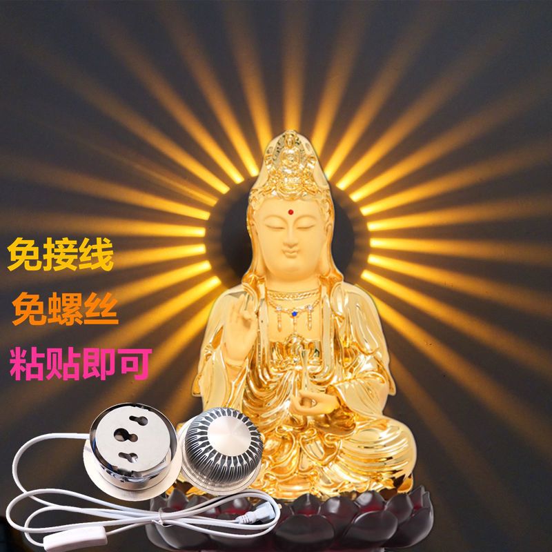 Buddha Statue Backlight Background Ready Stocklight Guanyin God Statue ...