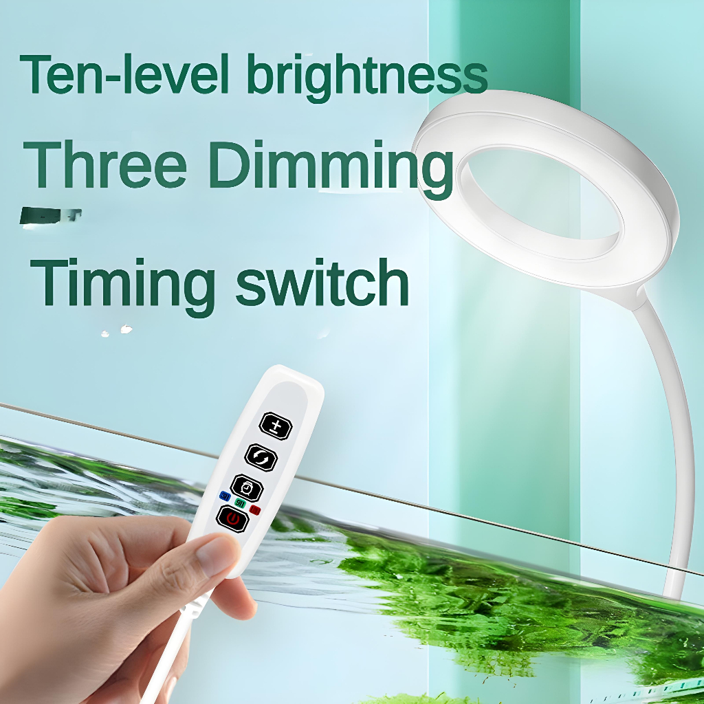 Fish tank LED clip light illumination, mini timed adjustable brightness ...