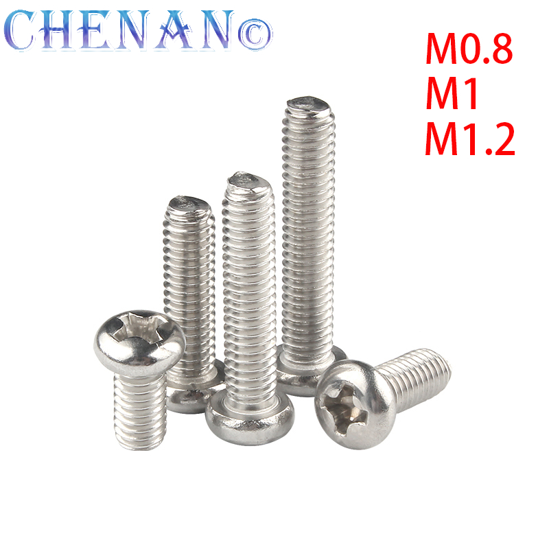 M0.8 M1 M1.2 Pan head Phillips stainless steel 304 screw bolt skru flat ...