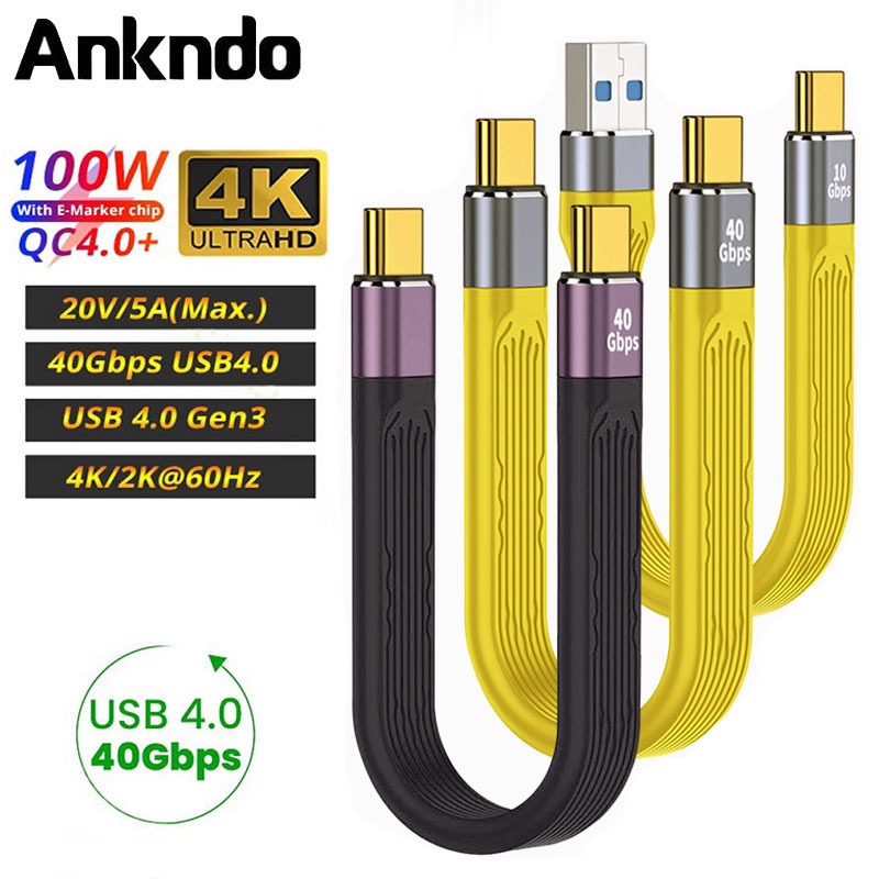 USB 4.0 Gen3 40Gbps Thunderbolt 3 Data Cable PD 10Gbps 100W 5A Fast Charging to Type C Cable 4K ...