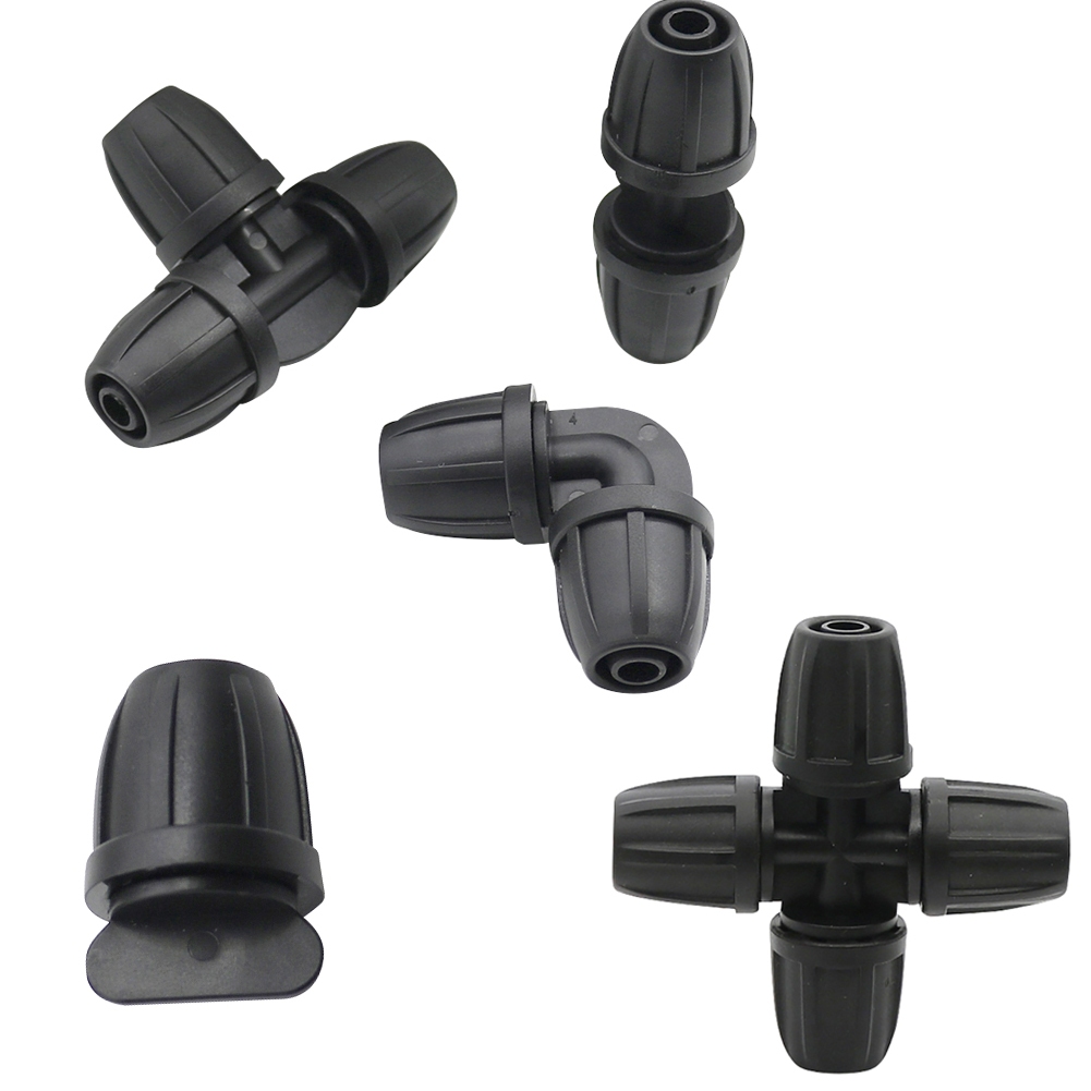 2 Pcs 3/8" Hose Barb Connector Straight Tee Cross Elbow 6-Way,4-Way ...