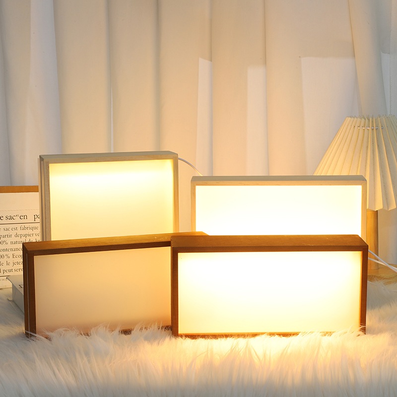 Wooden Luminous Photo Frame DIY Hollow Double-Sided Transparent Photo ...