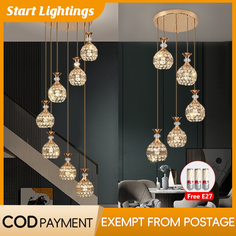 Modern minimalist living room light dining room high ceiling light creative room light E27 ...