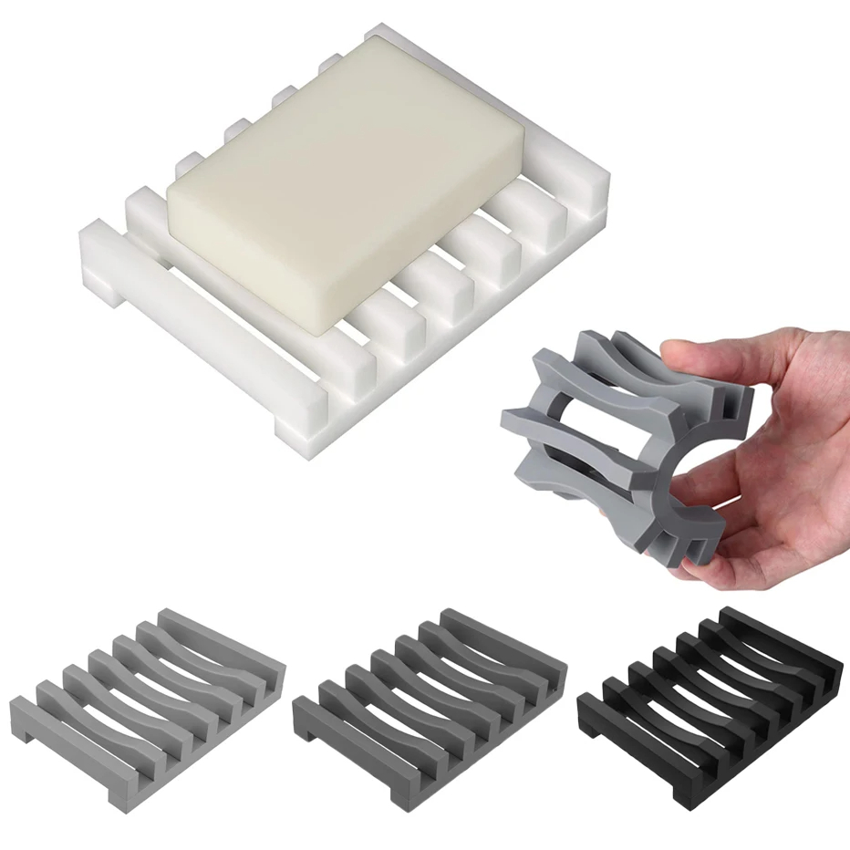 Flexible Silicone Soap Holder Hollow Design Bar Soap Dish Bathtub ...