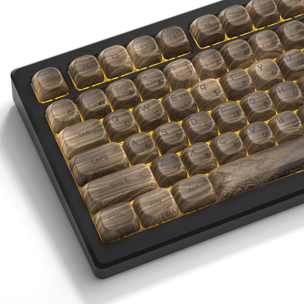 WOMIER 134 Keys MOA Profile Walnut Wood Theme PBT Keycaps Custom Dye ...