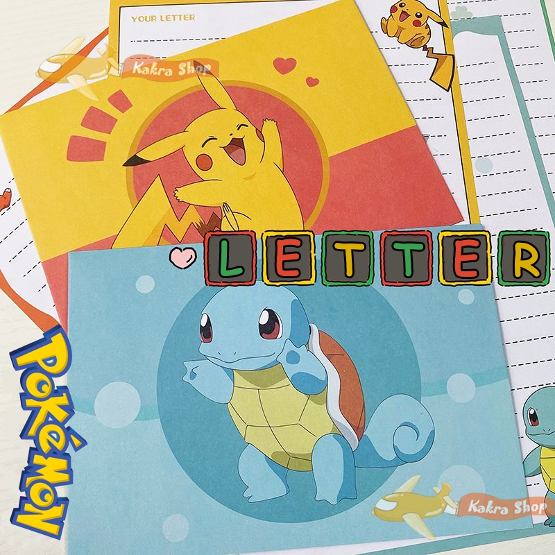 Pokemon Envelope Pikachu Squirtle Charmander Bulbasaur Letter Paper Kid ...