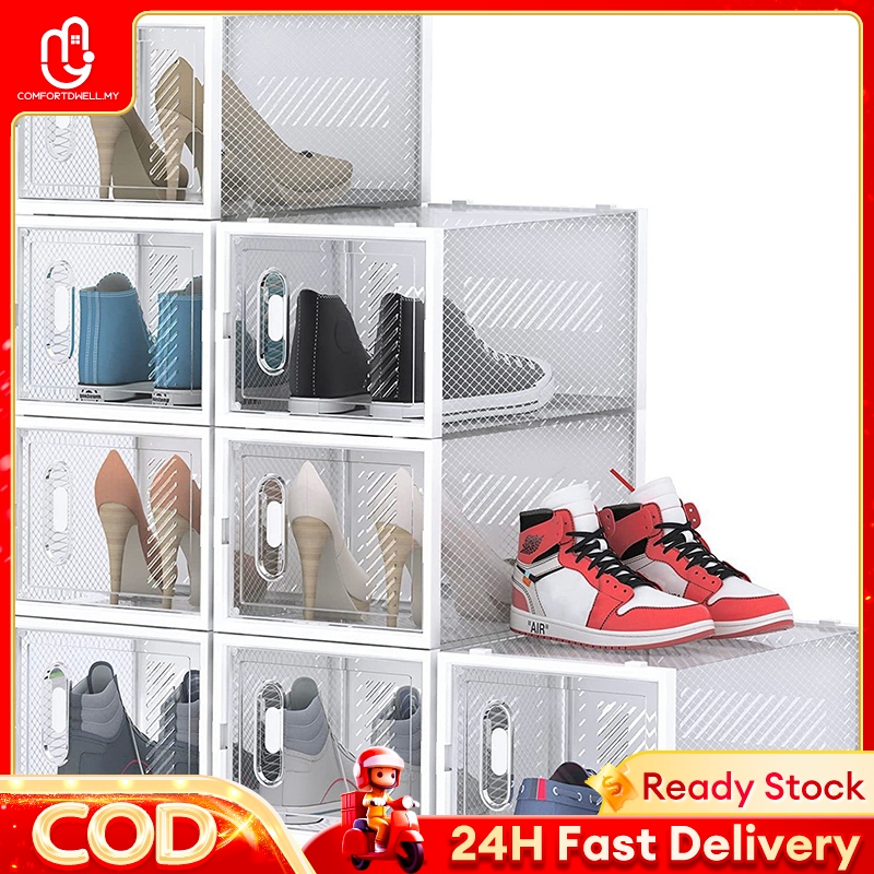 IKEA Plastic Shoe Box Stackable Shoes Rack Kasut Shoe Storage Cabinet ...