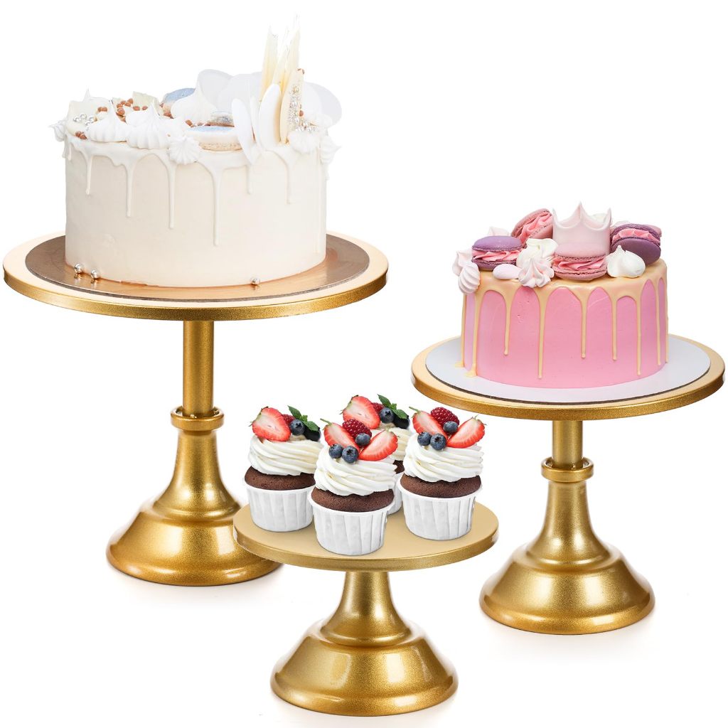 Gold Cake Stand Set Round Metal Cake Holder Cupcake Holder Gold Dessert ...