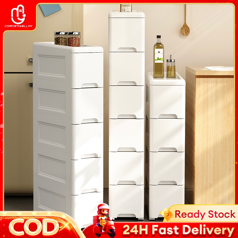 IKEA Slim Plastic Storage Drawer Cabinet WIth Wheel Rak Tudung Bertutup ...