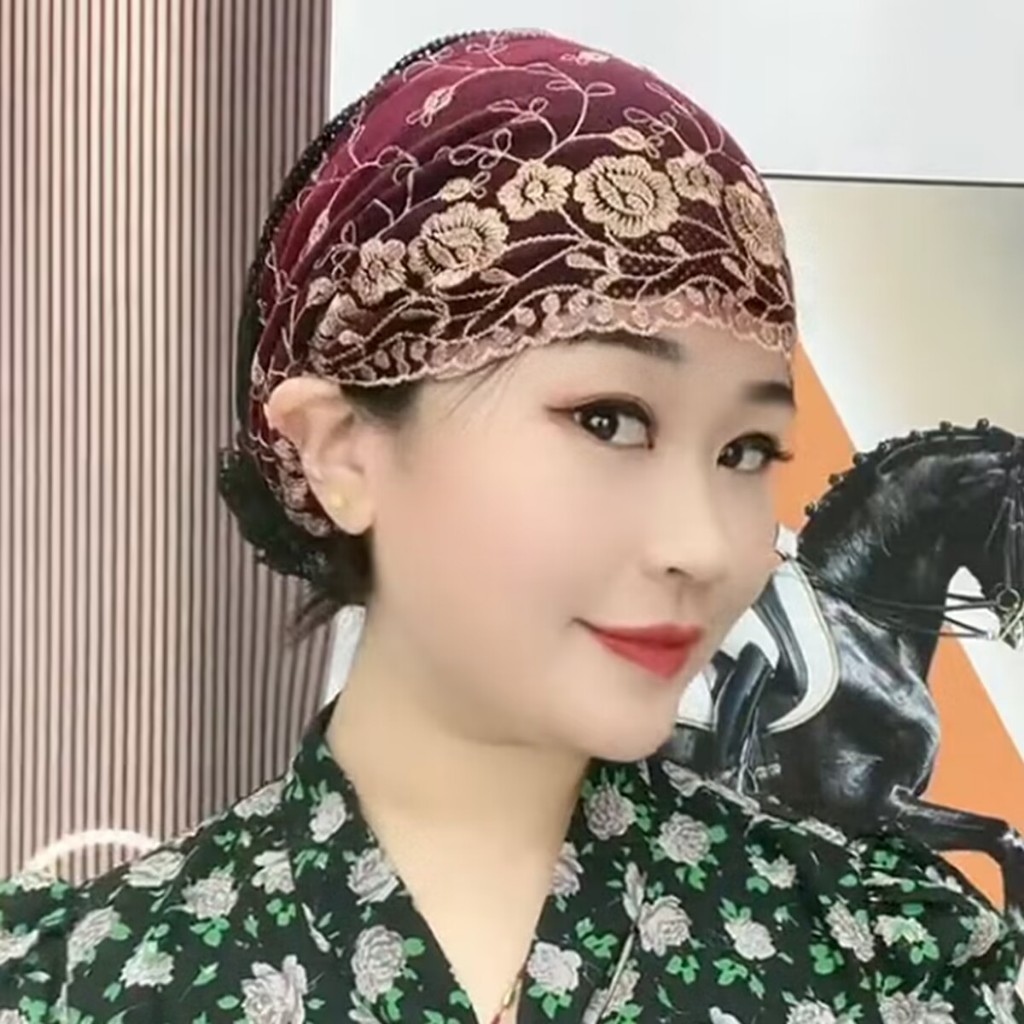 Women's Hat Lace Hat Hair Covering Cap Head Cap Wig Cap Topi ibu ...