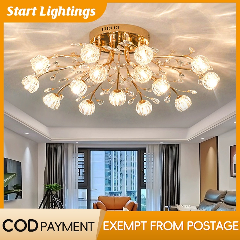 Crystal modern living room light household LED restaurant ceiling lamp ...