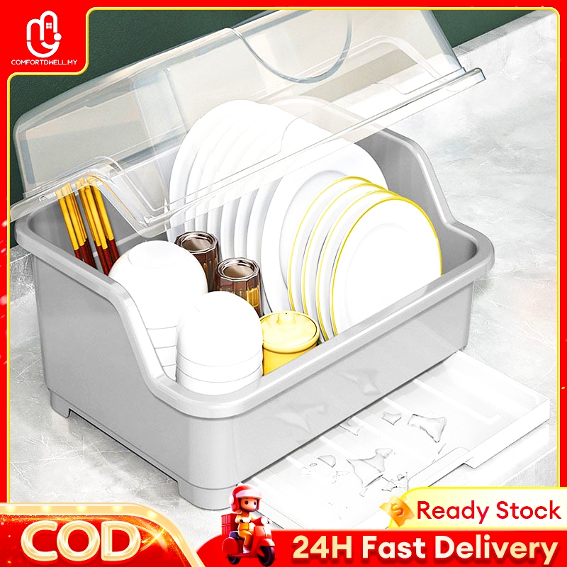 Rak Pinggan Mangkuk Bertutup Dish Drainer With Cover Dish Rack Drainer ...