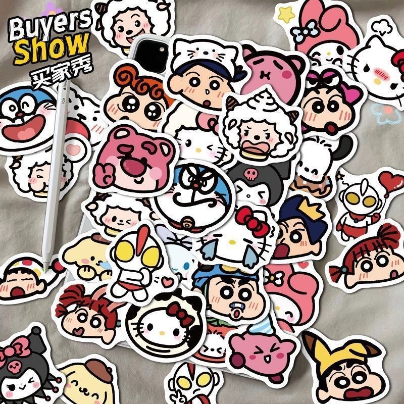 50 Sheets Stickers Crayon Shin-chan Sticker Cute Cartoon Handbook ...