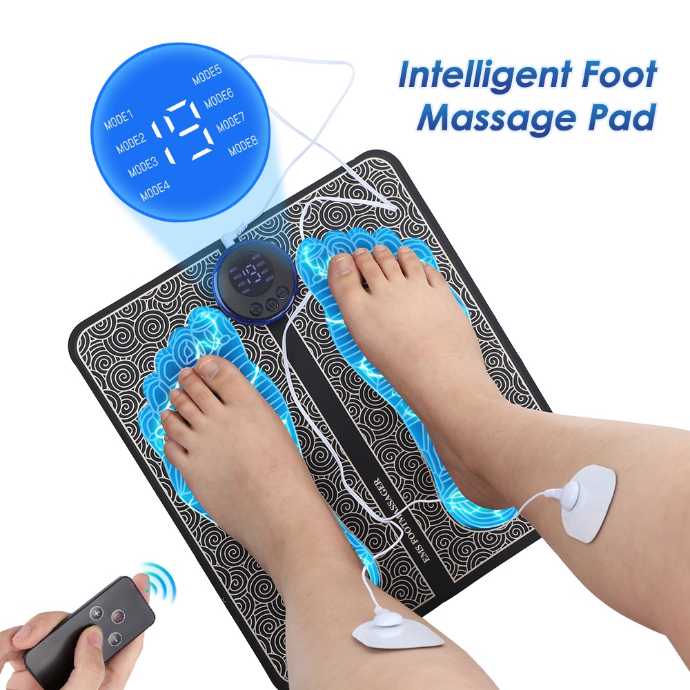 Hailicare 6 Modes 19 Levels Remote Control Electric Foot Massage Rechargeable EMS Massage Pad ...