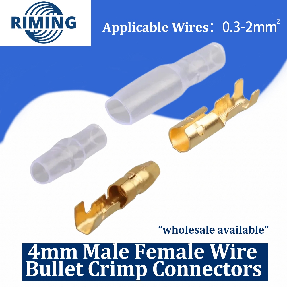 200pcs/50set Car Auto Motorcycle Bullet Terminals 4mm Male Female Wire ...