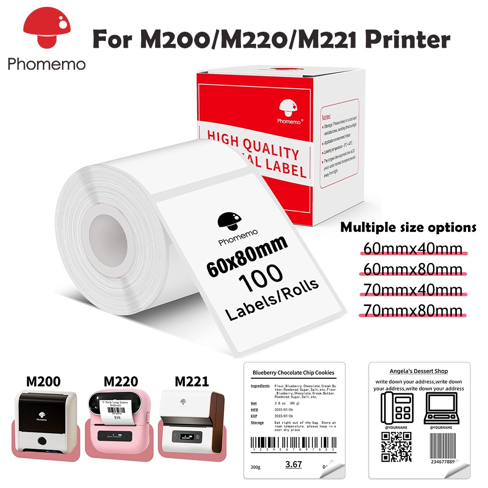 Phomemo Thermal Label Sticker For M200/M220/M221/241BT/D520 Printer ...