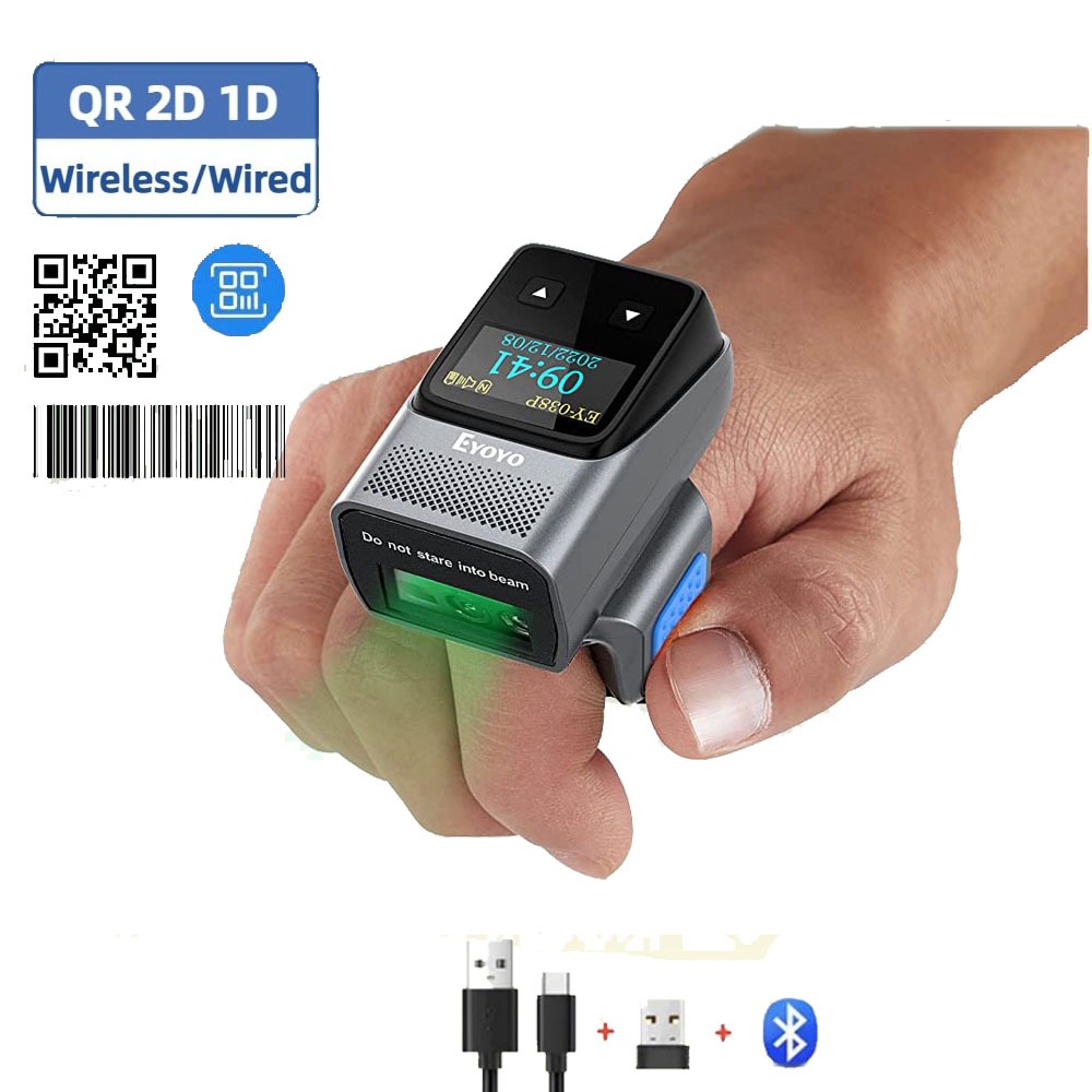 Wearable Ring Barcode Scanner with Display Mini 2D QR Bluetooth ...