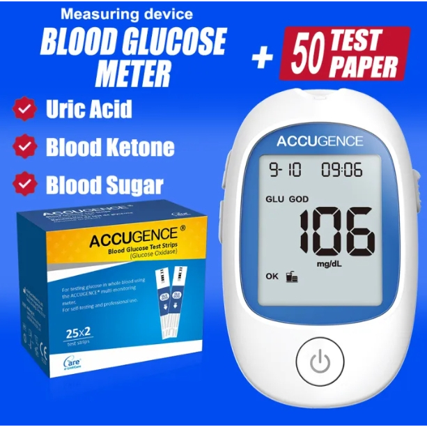 ACCU 4in1 Blood Glucose Monitor Diabetes Gout Device with Test Strips ...
