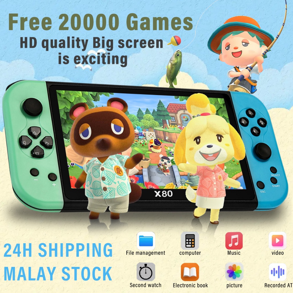 [Penjual Tempatan] 2025 New X80 PSP Game Console Game Boy 7 inch ...